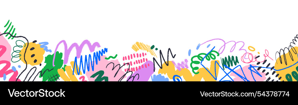 Scribbles decorative border design horizontal Vector Image