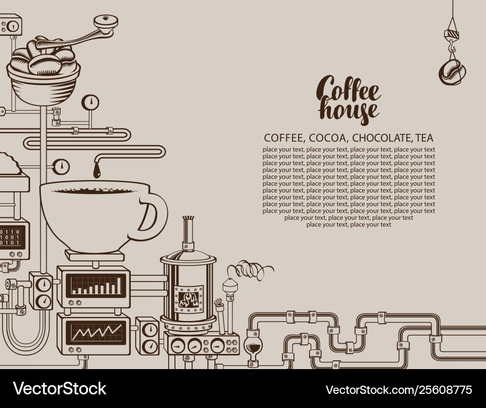 Banner with a conveyor coffee production Vector Image