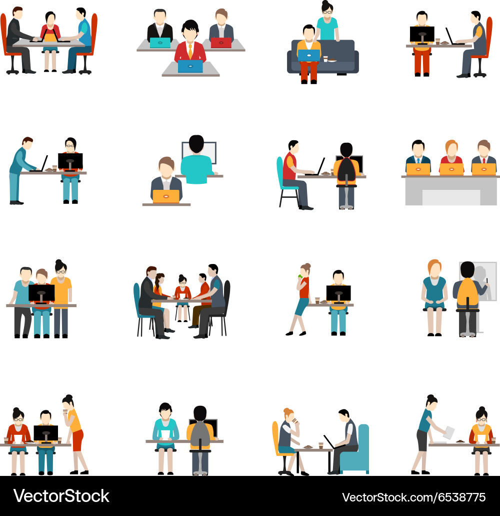 Coworking space icons set Royalty Free Vector Image