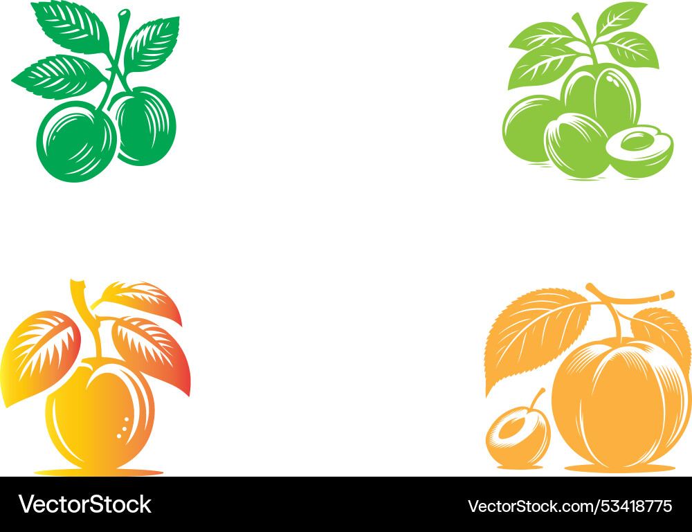 Icon set of peach Royalty Free Vector Image - VectorStock