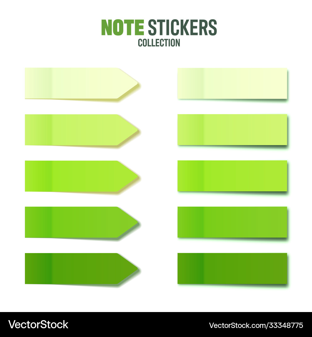 Realistic green sticky notes collection arrow Vector Image