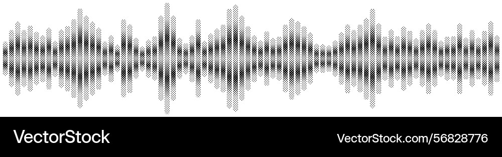 Black halftone sound waves flowing on a white Vector Image