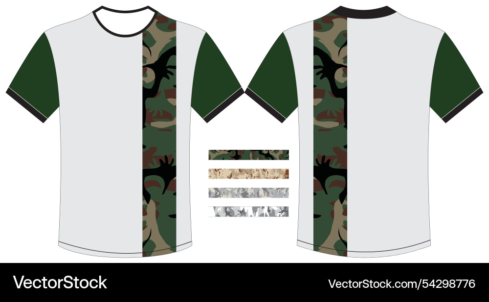 Camo with t shirt template Royalty Free Vector Image