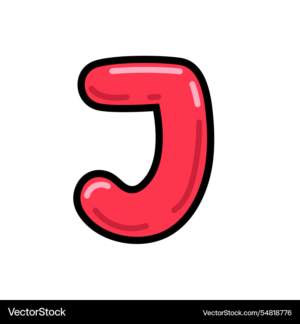 Cartoon letter j red alphabet Royalty Free Vector Image