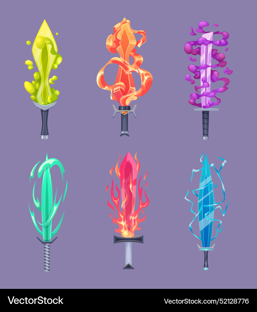 Magic sword game weapons in fairytale colored Vector Image