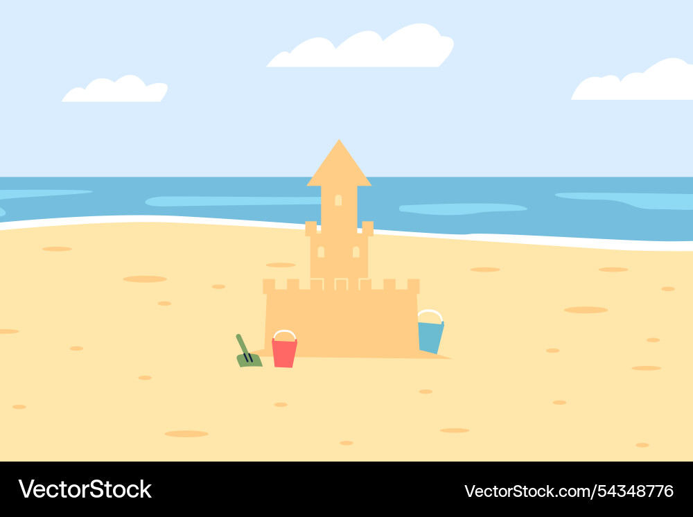 Sand castle on seaside beach sandcastle plastic Vector Image