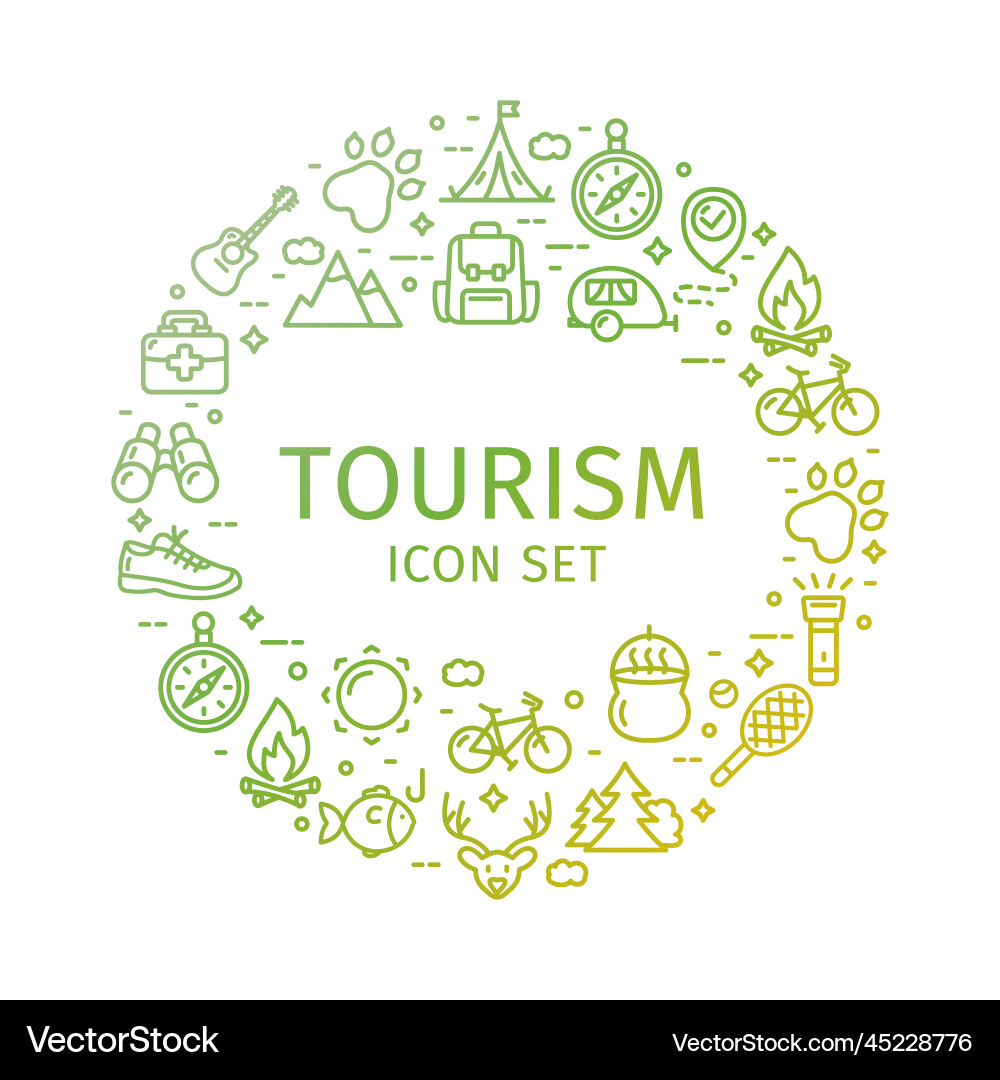 Tourism round design template thin line icon Vector Image