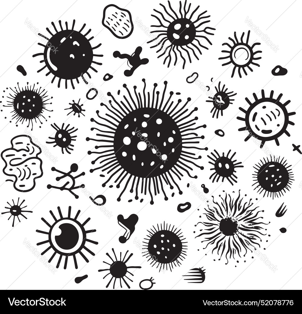 Virulent vision virus and bacteria iconic symbol Vector Image