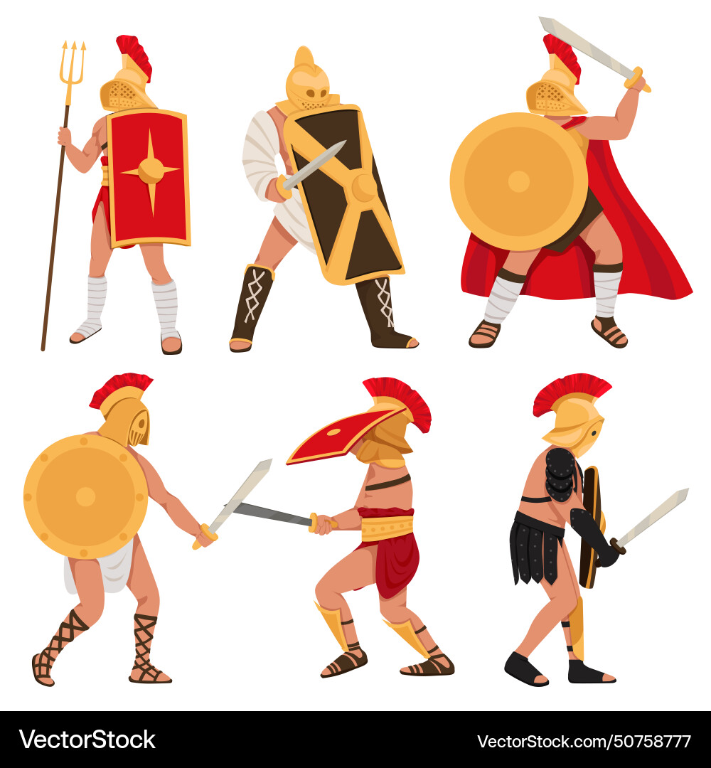 Cartoon gladiator warriors Royalty Free Vector Image