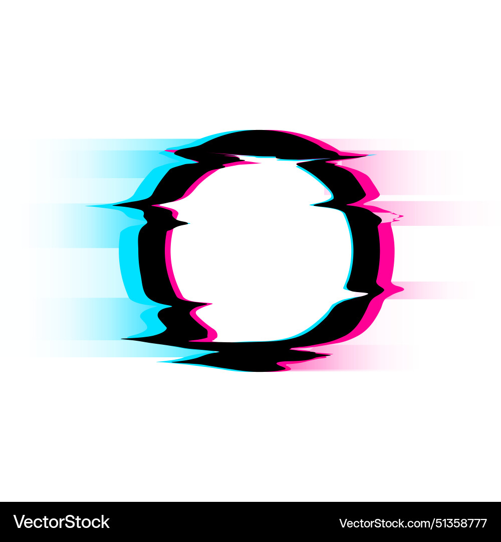 Circle with glitch and digital noise effect round Vector Image