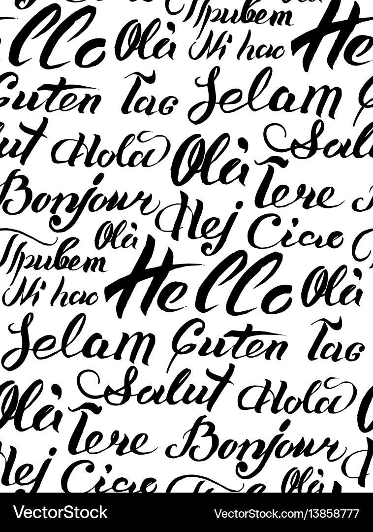 Hand lettering text hello written Royalty Free Vector Image
