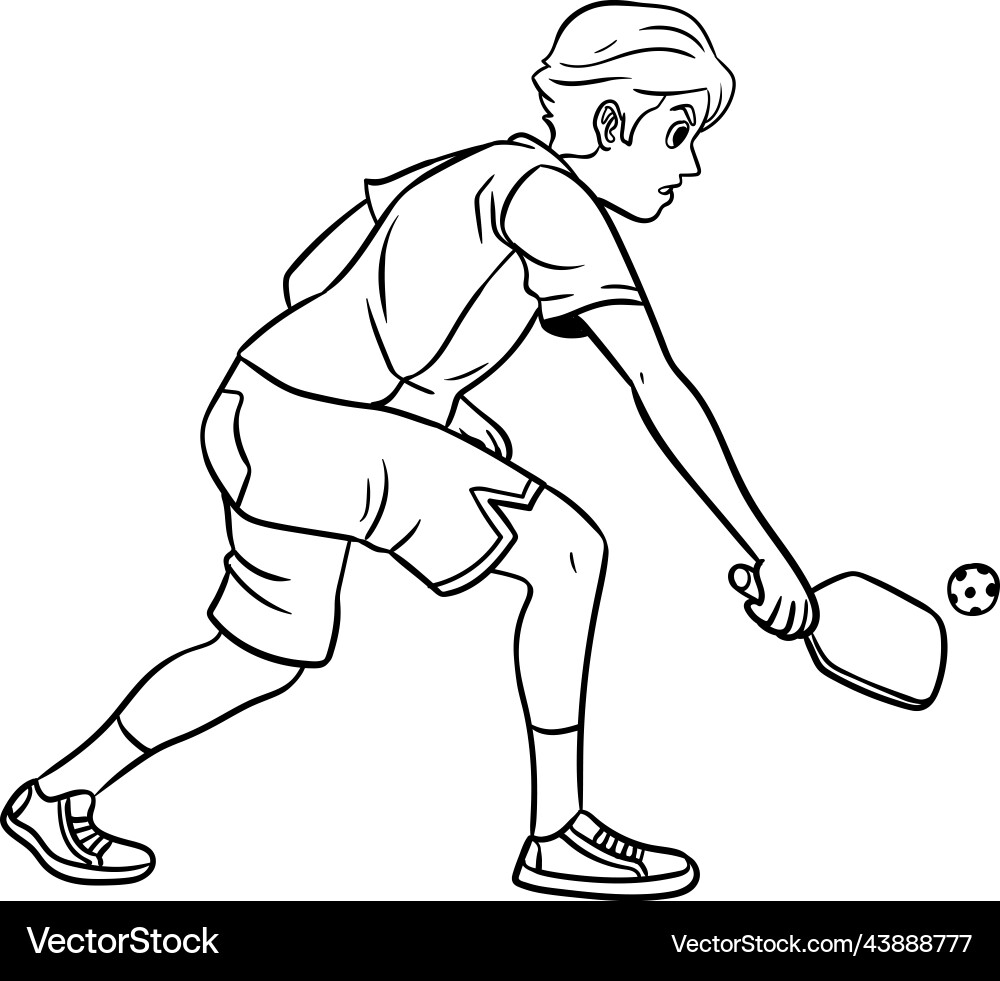Pickleball isolated coloring page for kids Vector Image