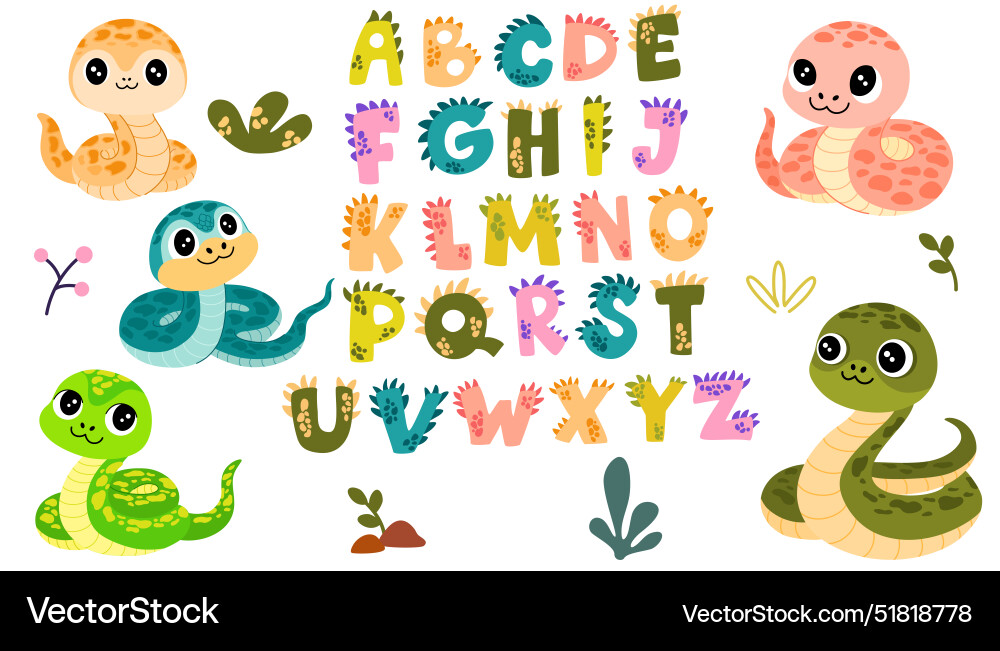2050 snake alphabet Royalty Free Vector Image - VectorStock