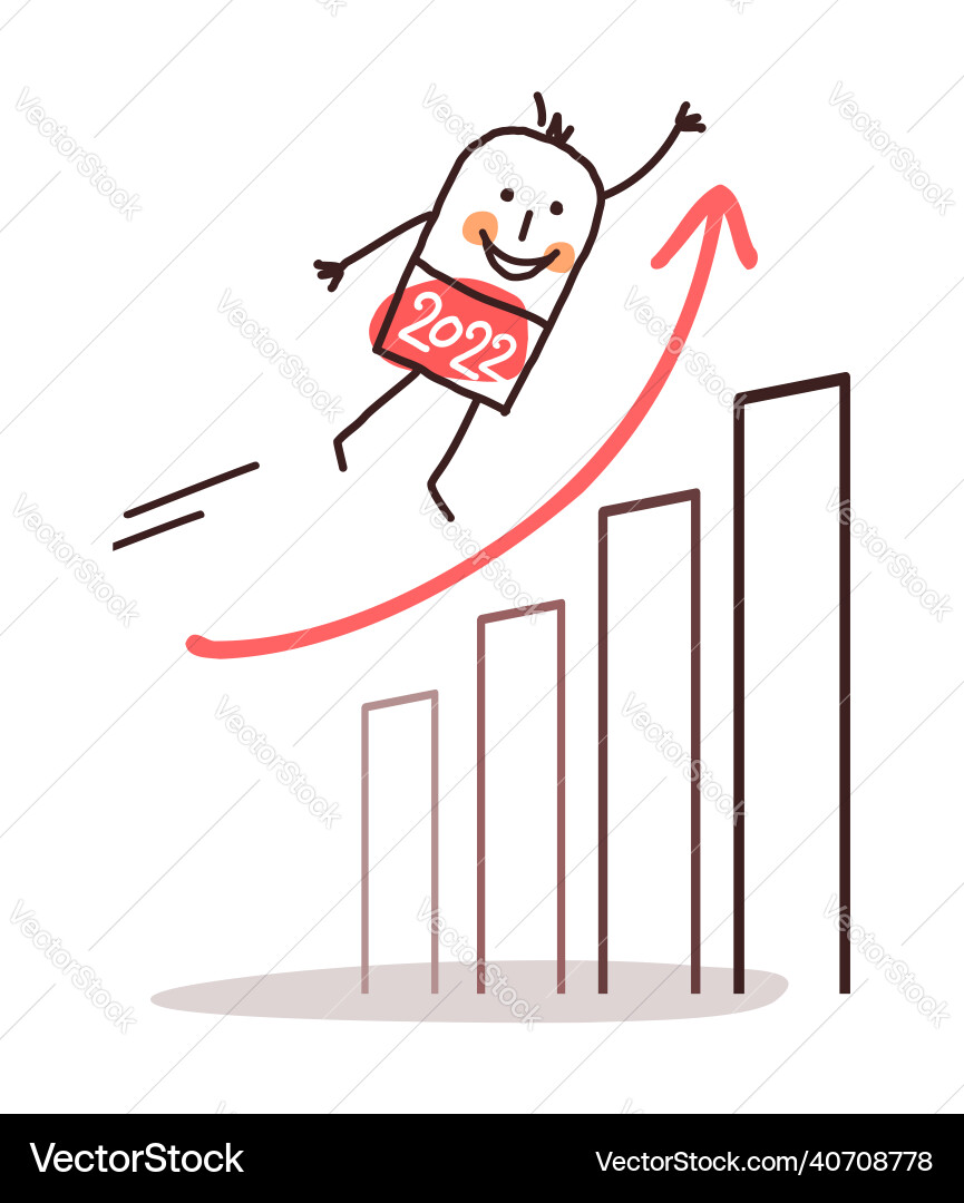 Cartoon 2022 flying man with an optimistic Vector Image