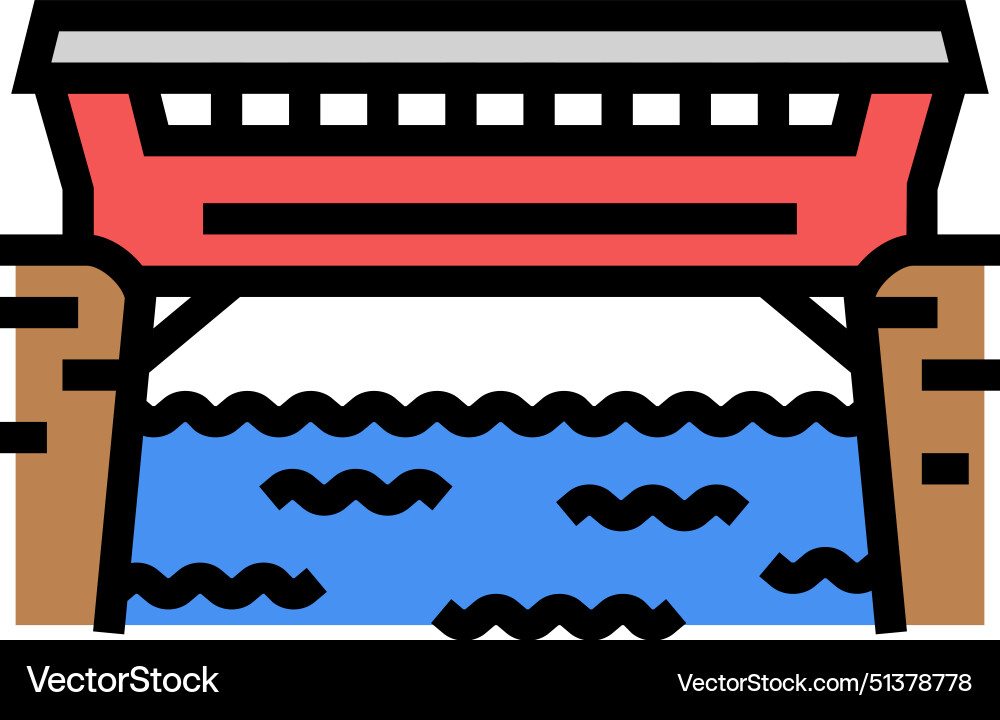 Covered bridge color icon Royalty Free Vector Image