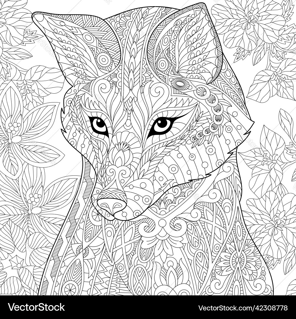 Entangle stylized fox Royalty Free Vector Image Entangle stylized fox Royalty Free Vector Image