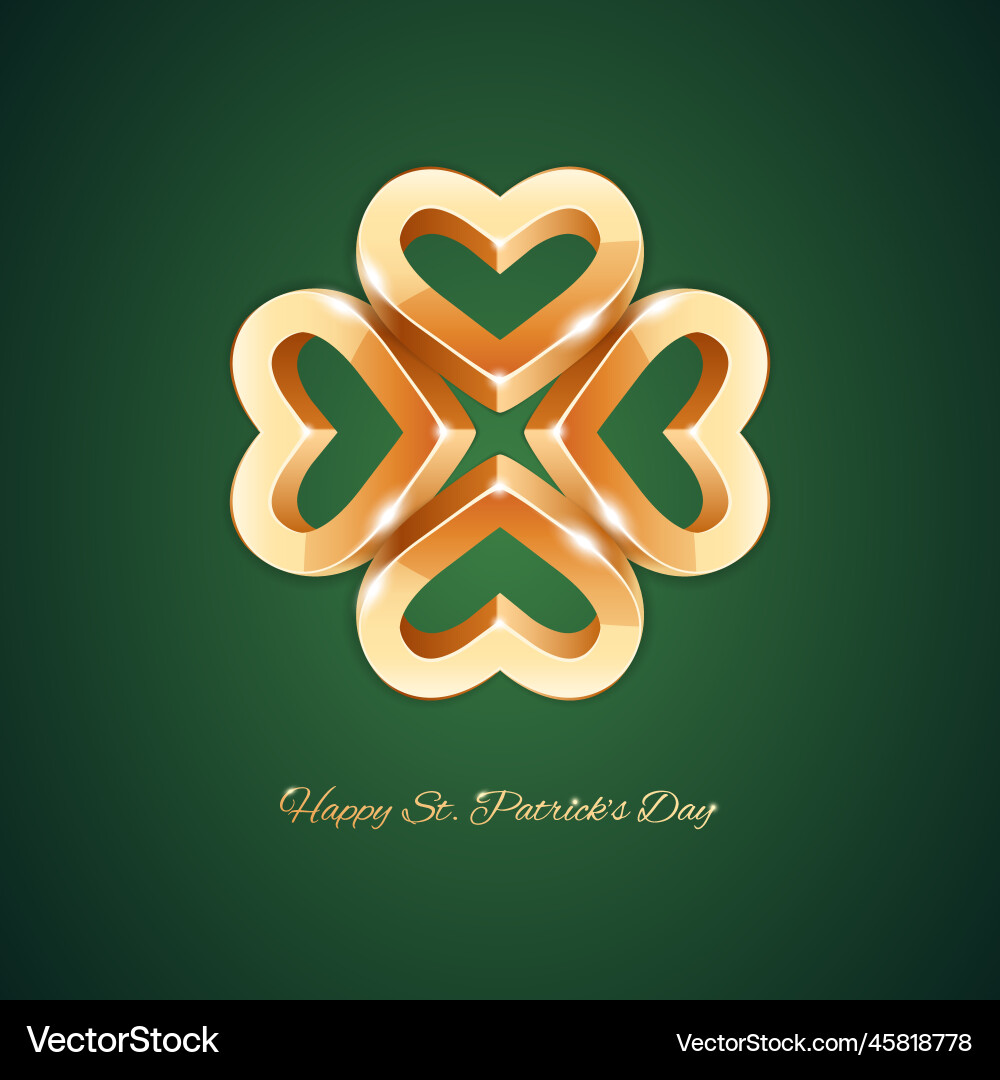 Golden four-leaf clover icon Royalty Free Vector Image