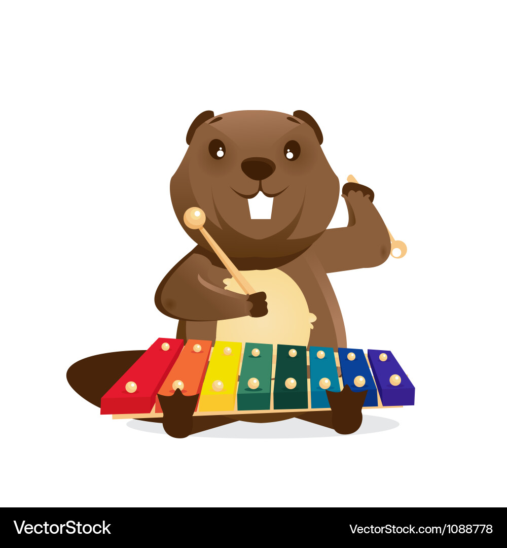 Musical animals beaver Royalty Free Vector Image