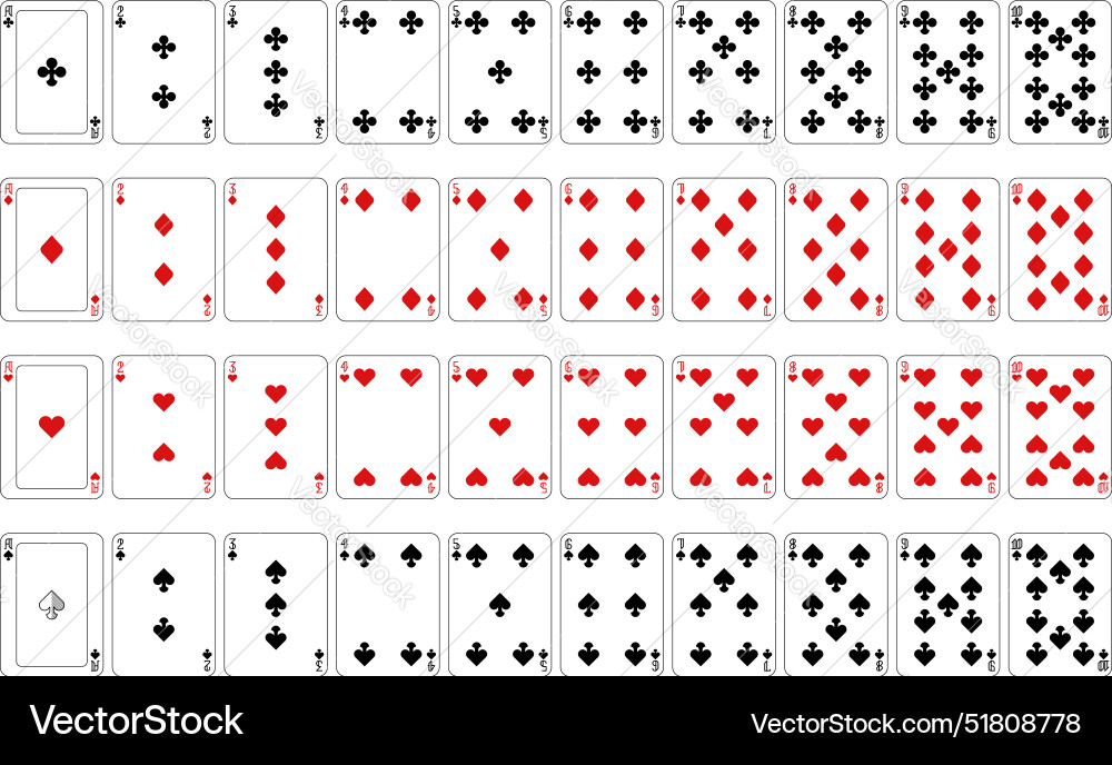 Playing cards number and aces Royalty Free Vector Image