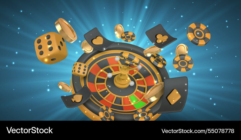 Realistic 3d casino game concept roulette wheel Vector Image