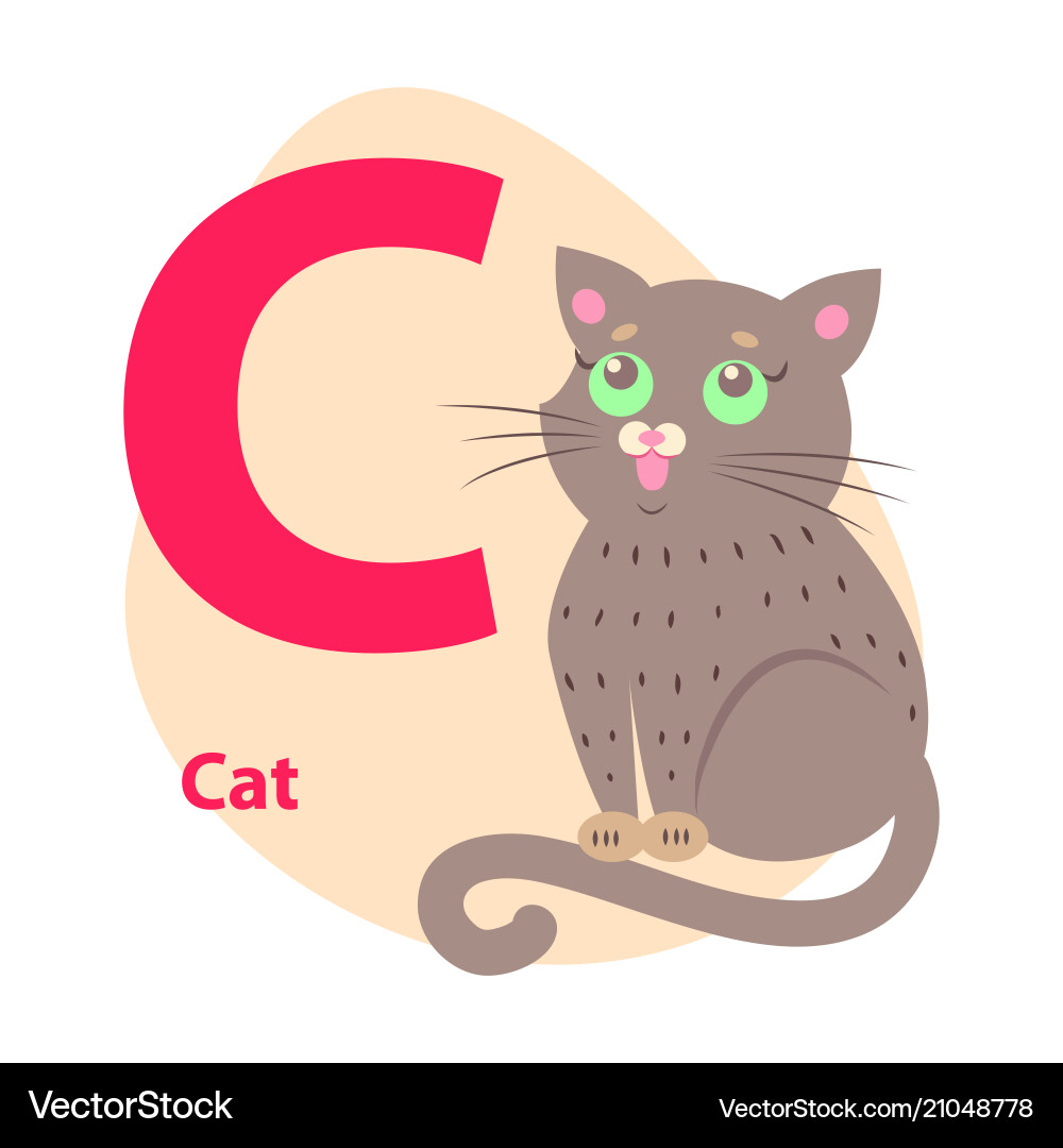 Zoo abc letter with cute cat cartoon Royalty Free Vector