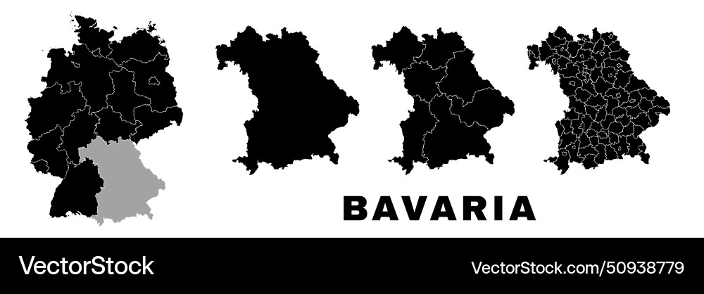 Bavaria map german state germany administrative Vector Image
