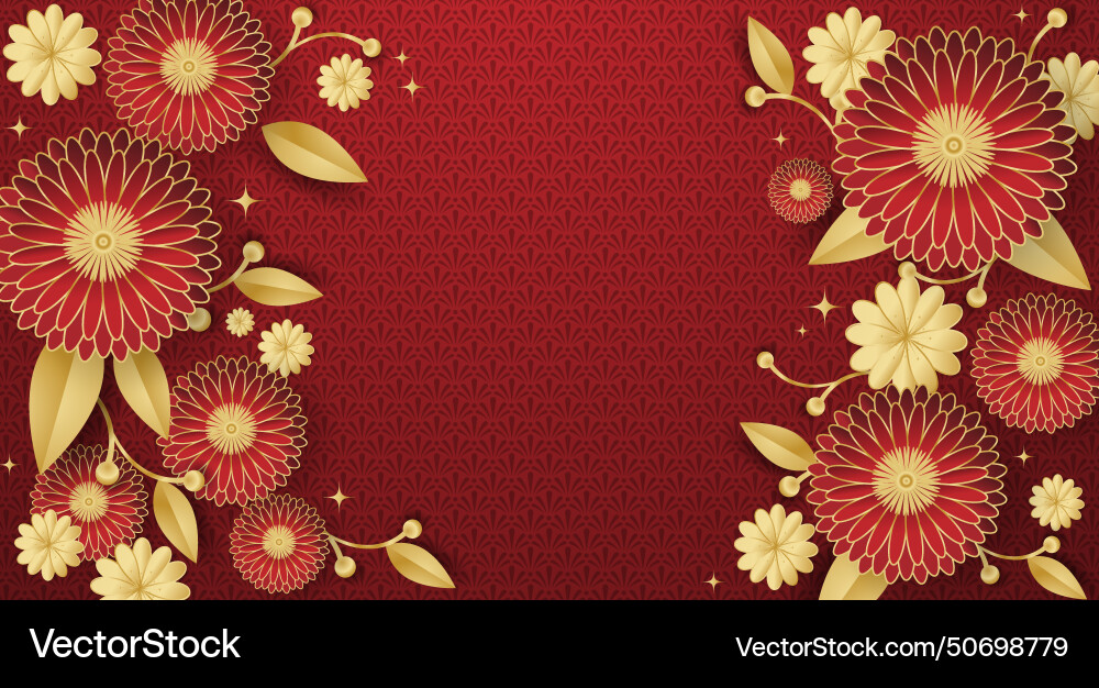 Chinese banner design with frame and flowers Vector Image