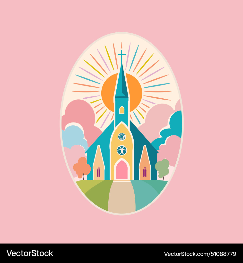 Church building emblem community worship unity Vector Image