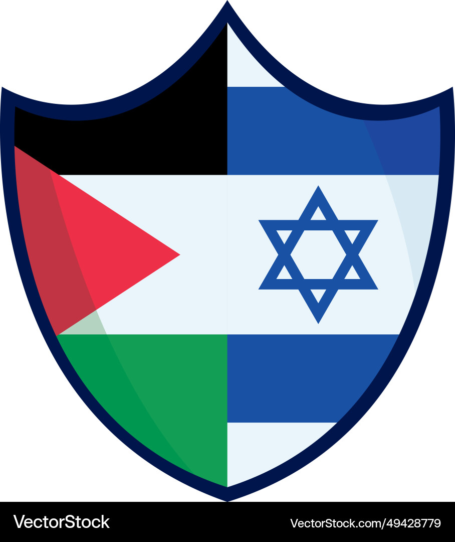 Israel and palestine peace shield Royalty Free Vector Image