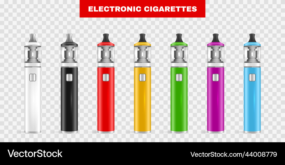 Realistic vape transparent set Royalty Free Vector Image