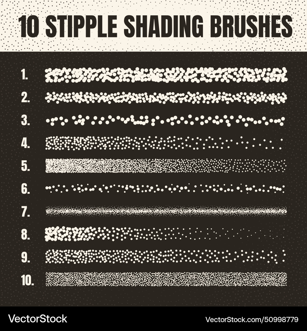 Stipple scatter brush ink drawing and texturing Vector Image