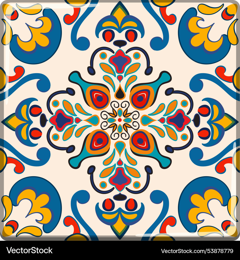 Vibrant symmetrical design with floral elements Vector Image