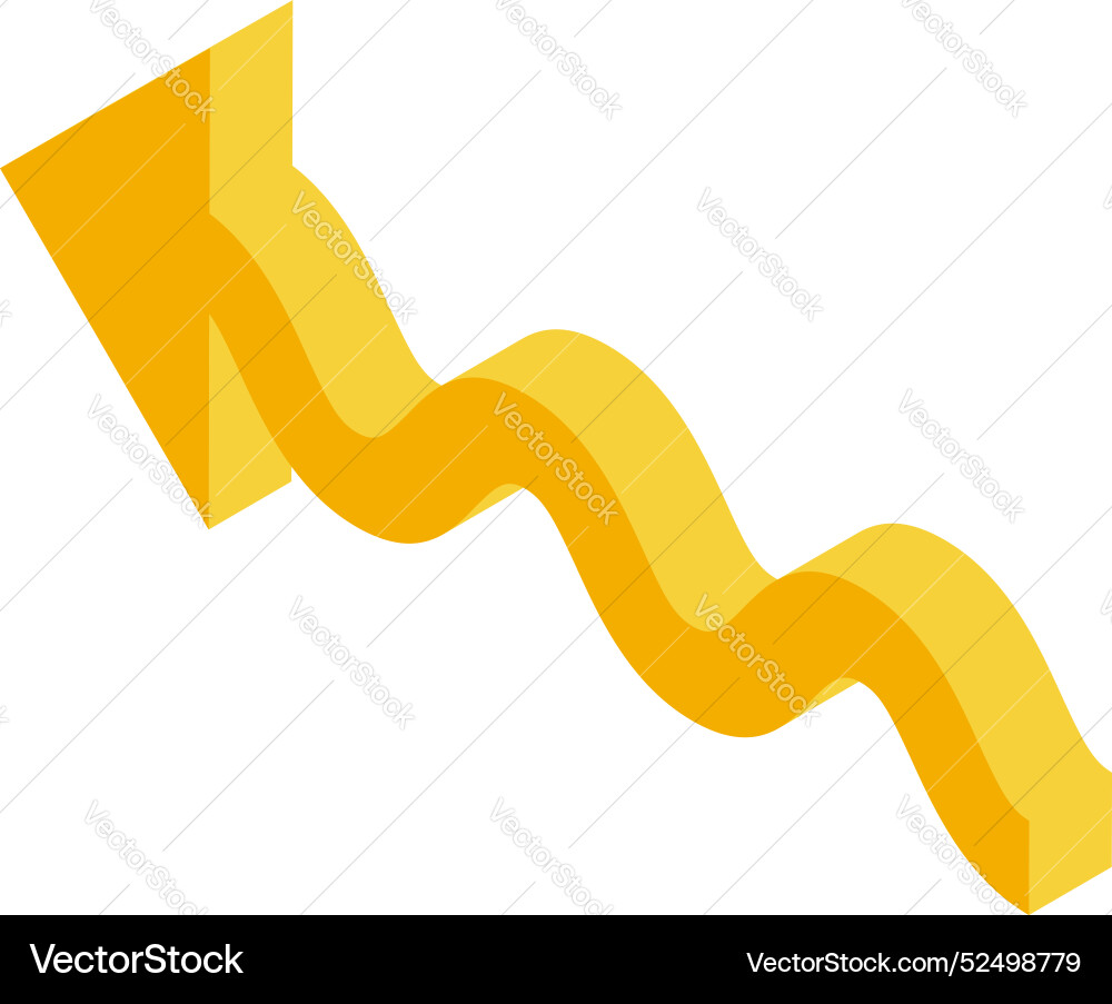 Yellow arrow showing growth on a wavy line chart Vector Image