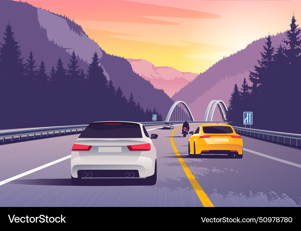 A cars driving Royalty Free Vector Image - VectorStock