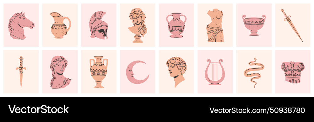 Ancient Greek Mythology Poster Royalty Free Vector Image