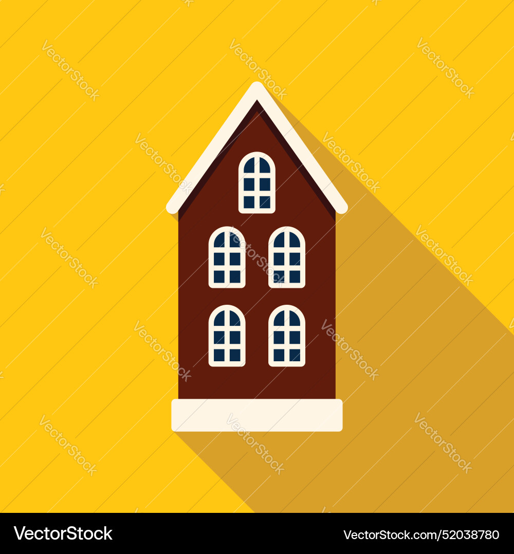 Brown gingerbread house casting long shadow Vector Image