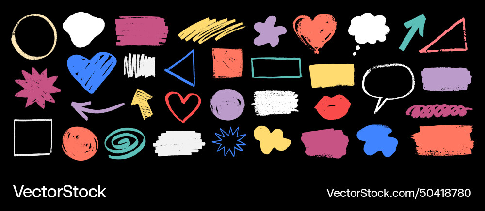Hand drawn colorful chalk geometric elements – Royalty-Free Vector ...