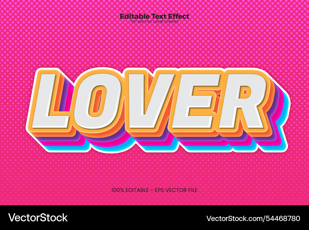 Lover editable text effect in modern trend style Vector Image
