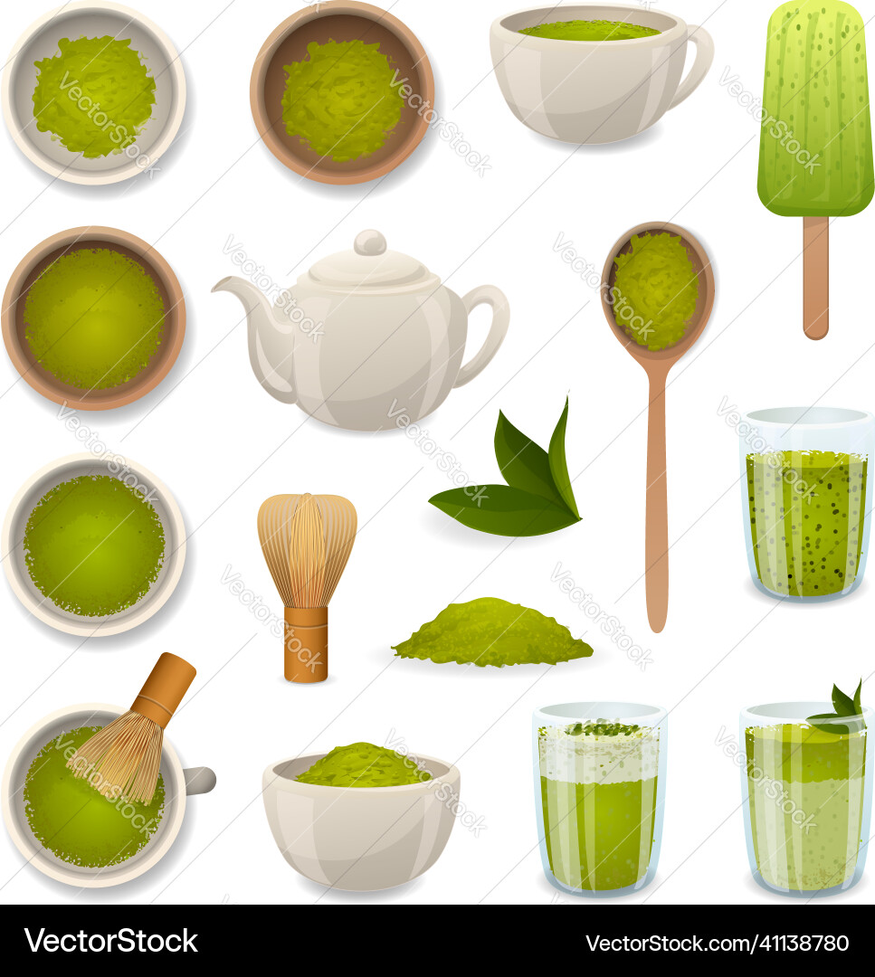 Matcha tea icon cartoon coffee powder Royalty Free Vector