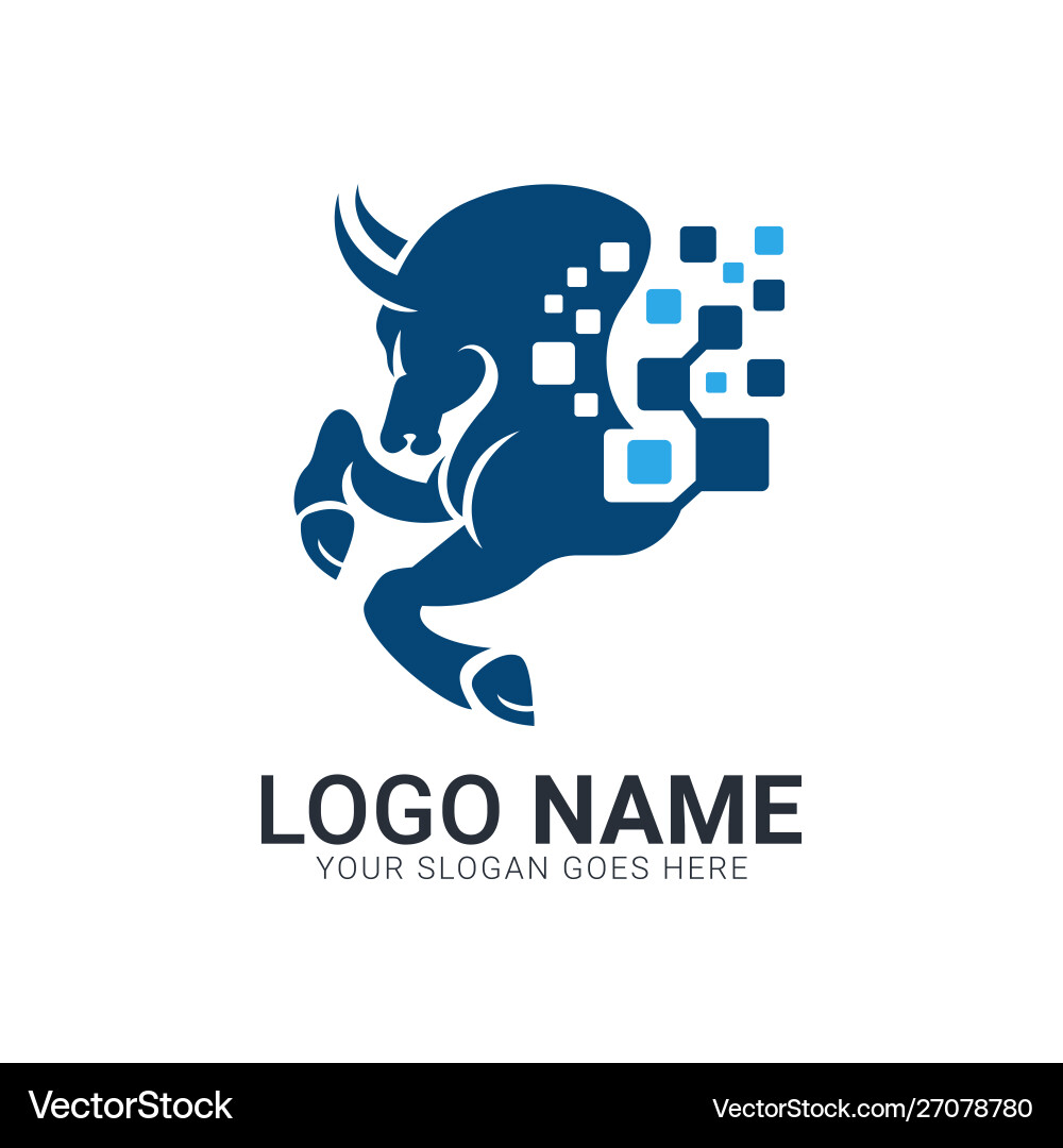 Modern Digital Bull Logo – Royalty-Free Vector | VectorStock
