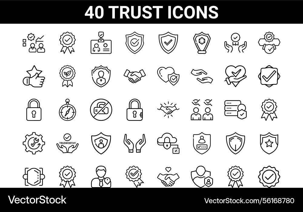 Modern trust icon set collection Royalty Free Vector Image
