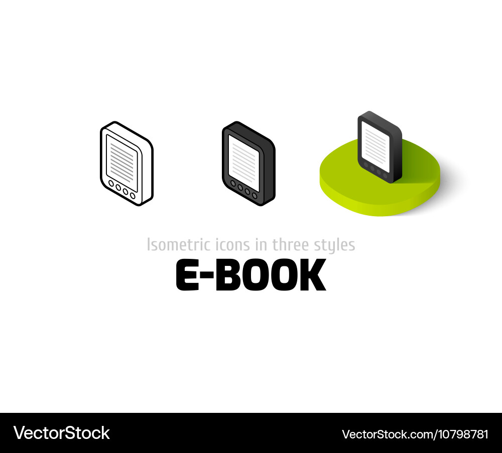 E-book icon in different style Royalty Free Vector Image
