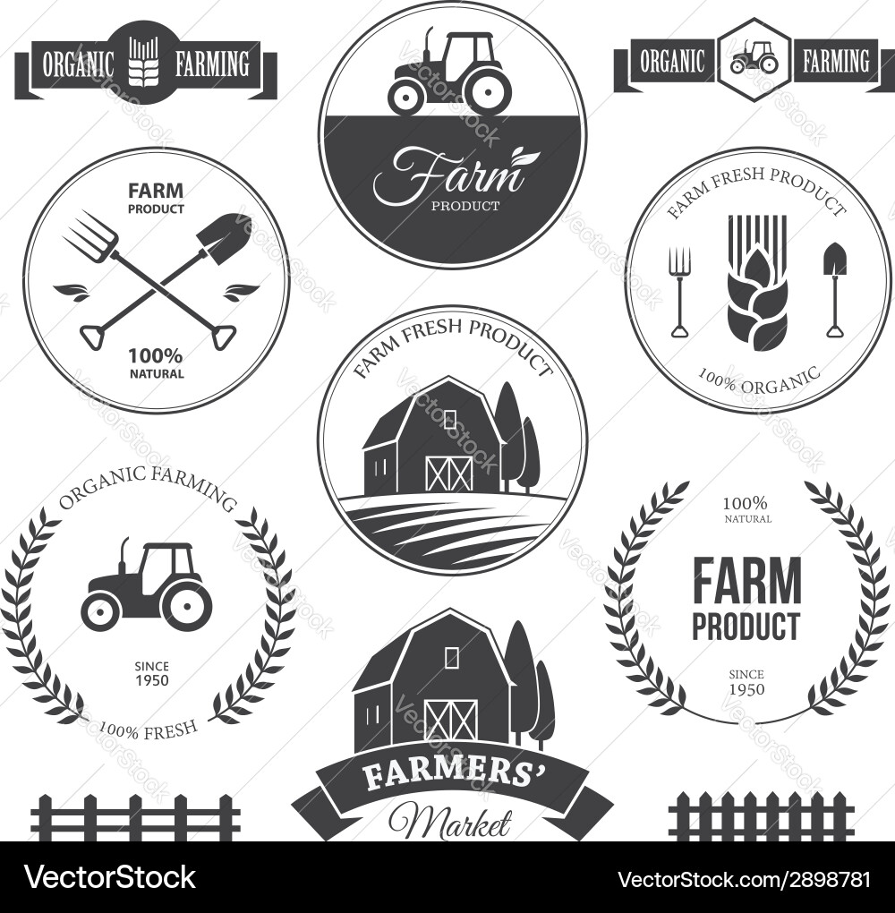 Farm labels 2 Royalty Free Vector Image - VectorStock