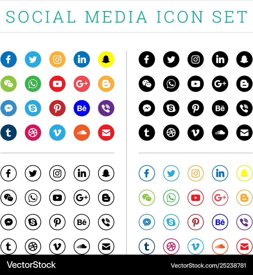 Flat Social Media Icons Vector 90 Social Media Agency Icon Set Flat