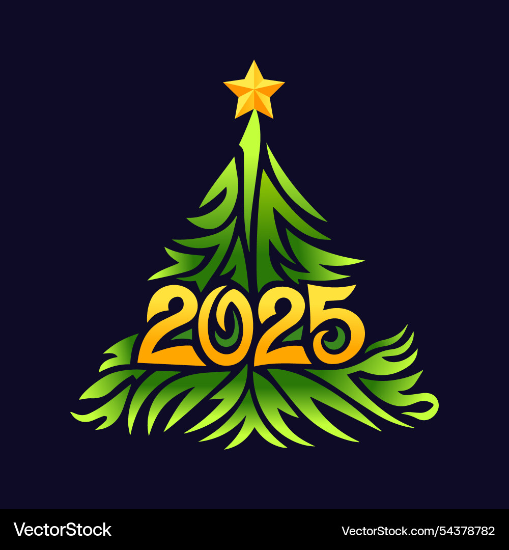 Abstract 2025 christmas tree design logo Vector Image