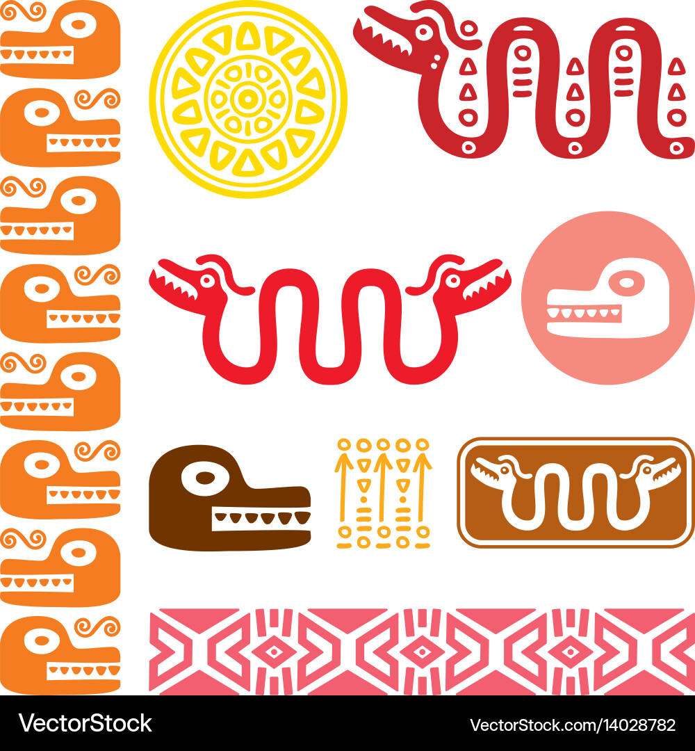 Aztec animals mayan snake ancient mexican design Vector Image
