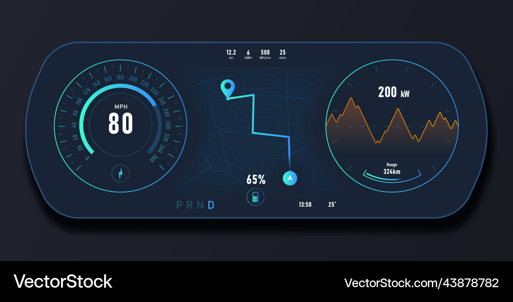 Car dashboard screen Royalty Free Vector Image