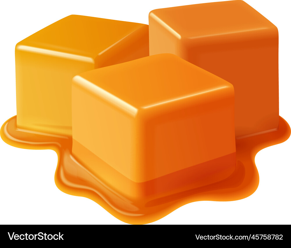 Cubes of caramel composition Royalty Free Vector Image