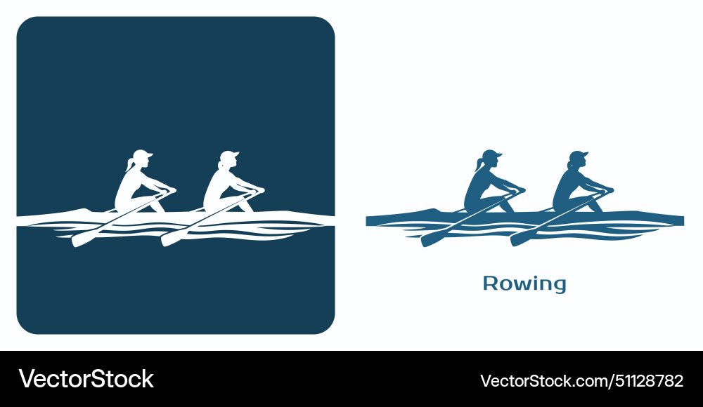 Emblem rowing women double sculls in shells Vector Image