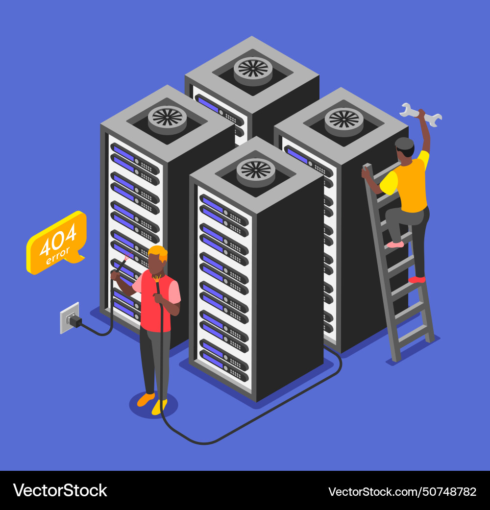 Error isometric background Royalty Free Vector Image